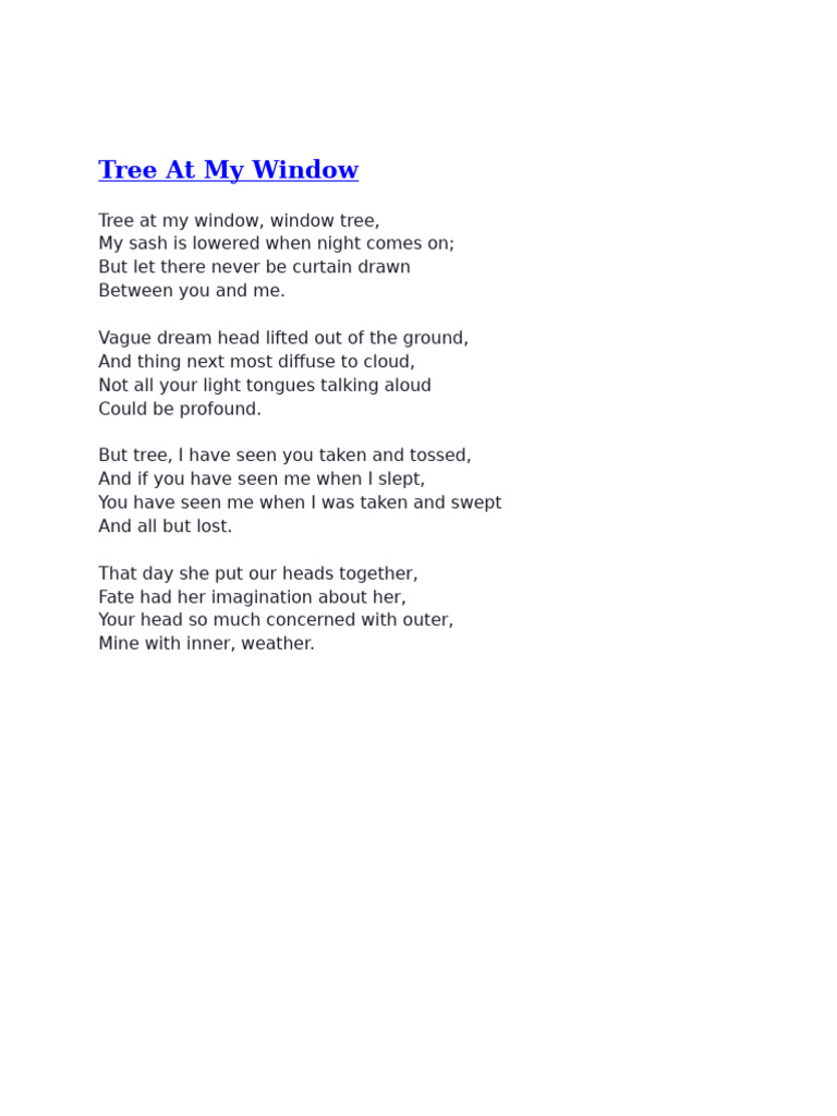 Tree at My Window | PDF