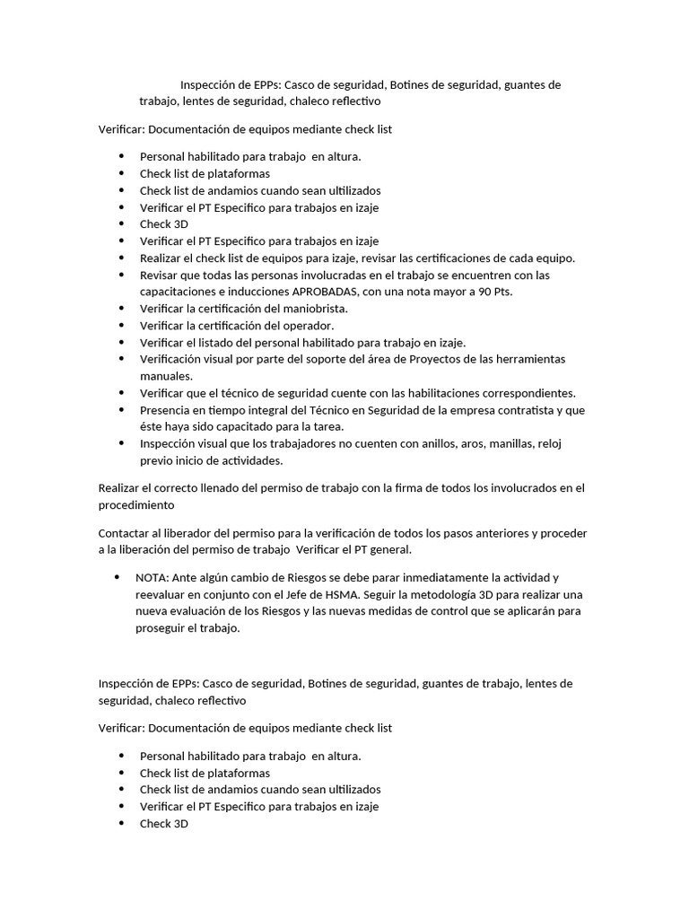 Inspección de EPPs | PDF