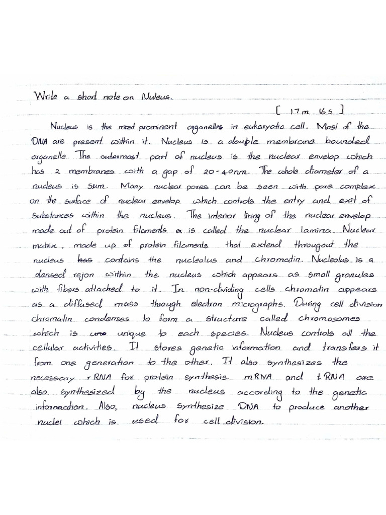 Write A Short Note On Nucleus | PDF