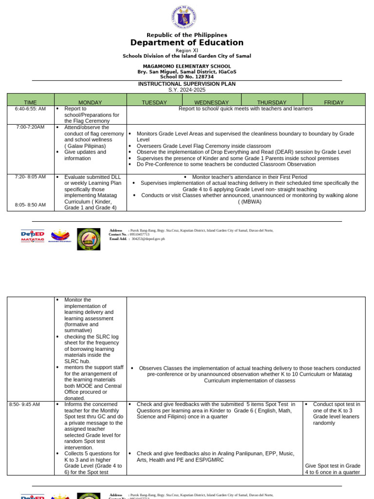 Instructional Supervision Plan 2 2024 | PDF