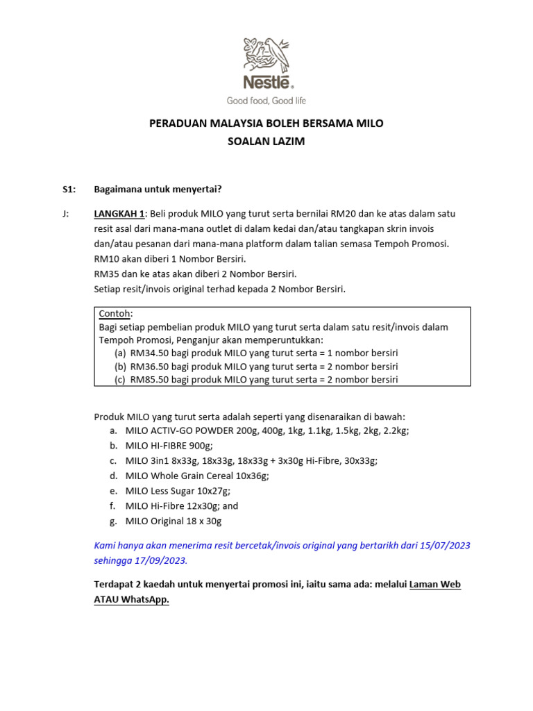 Malaysia Boleh MILO | PDF