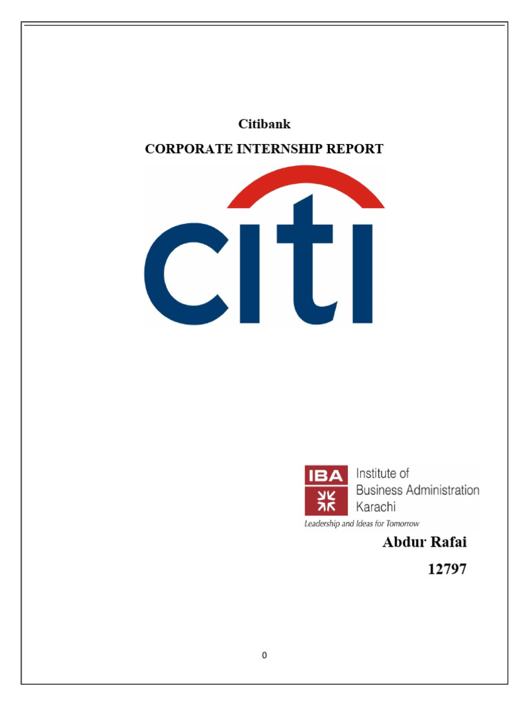 Citibank Corporate Internship Report PDF | PDF