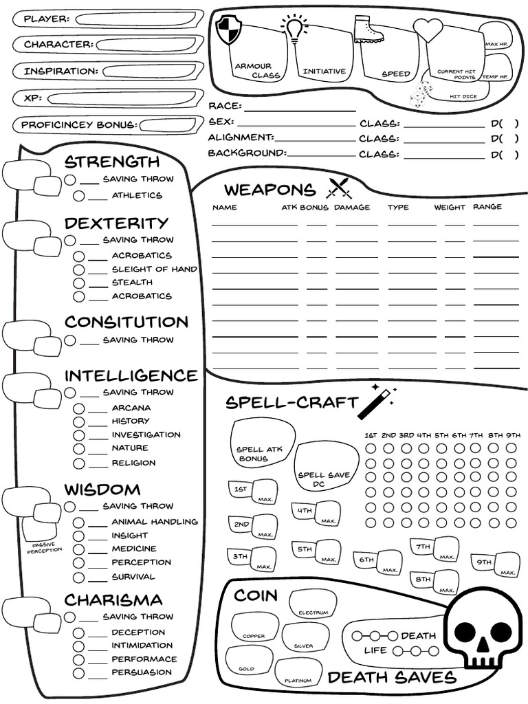Teg's Alternate Character Sheets For 5e | PDF