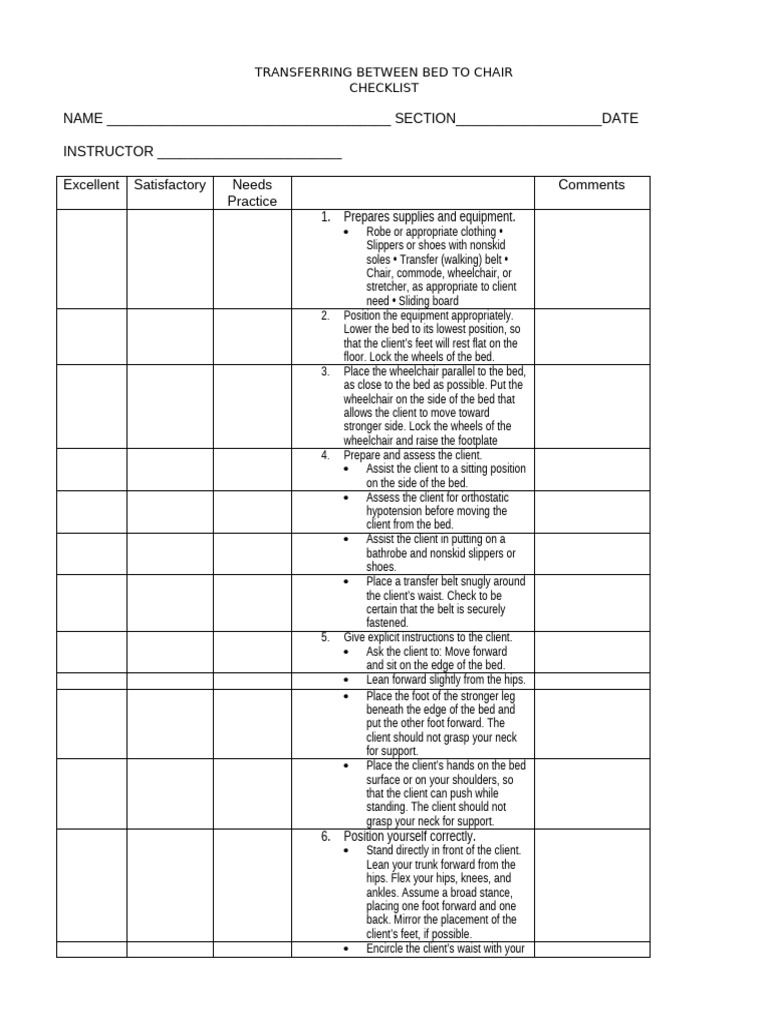 Transferring Between Bed To Chair | PDF