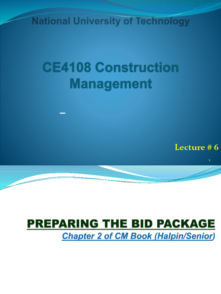 Lecture 6 Pre-Construction Activities | PDF