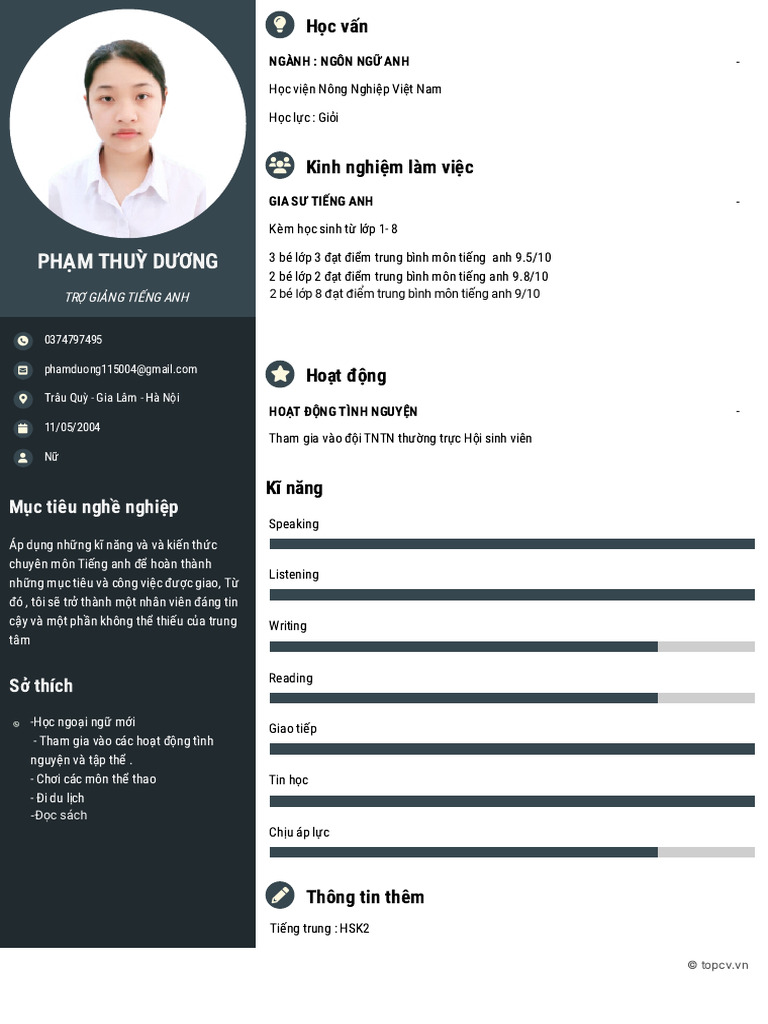 CV PH M Thu Dương | PDF