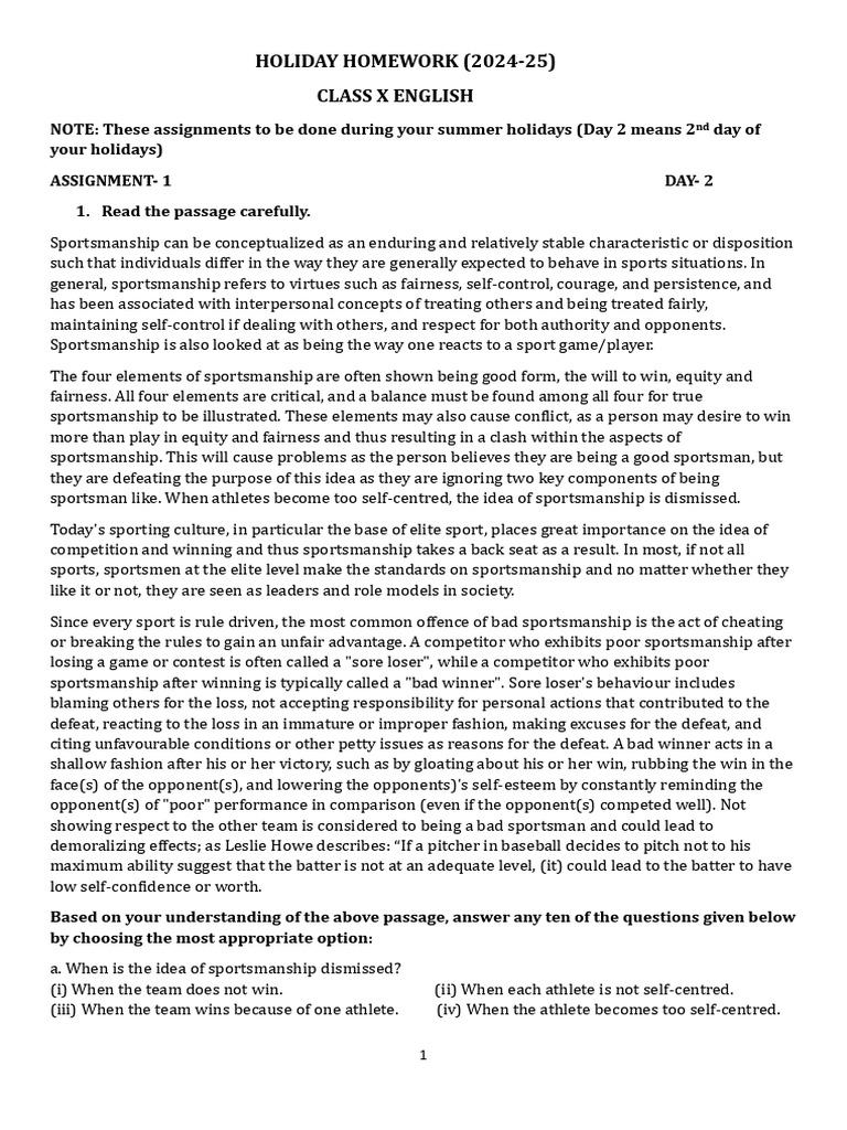 English HHW Assignment | PDF