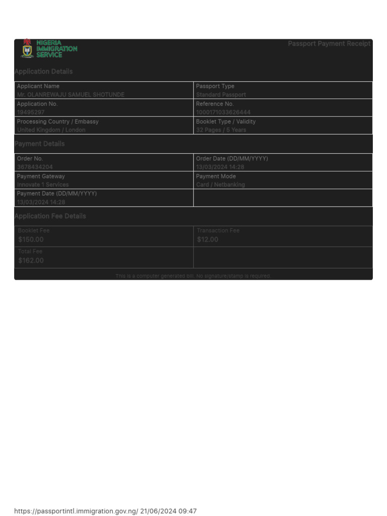 Passportreceipt PDF | PDF