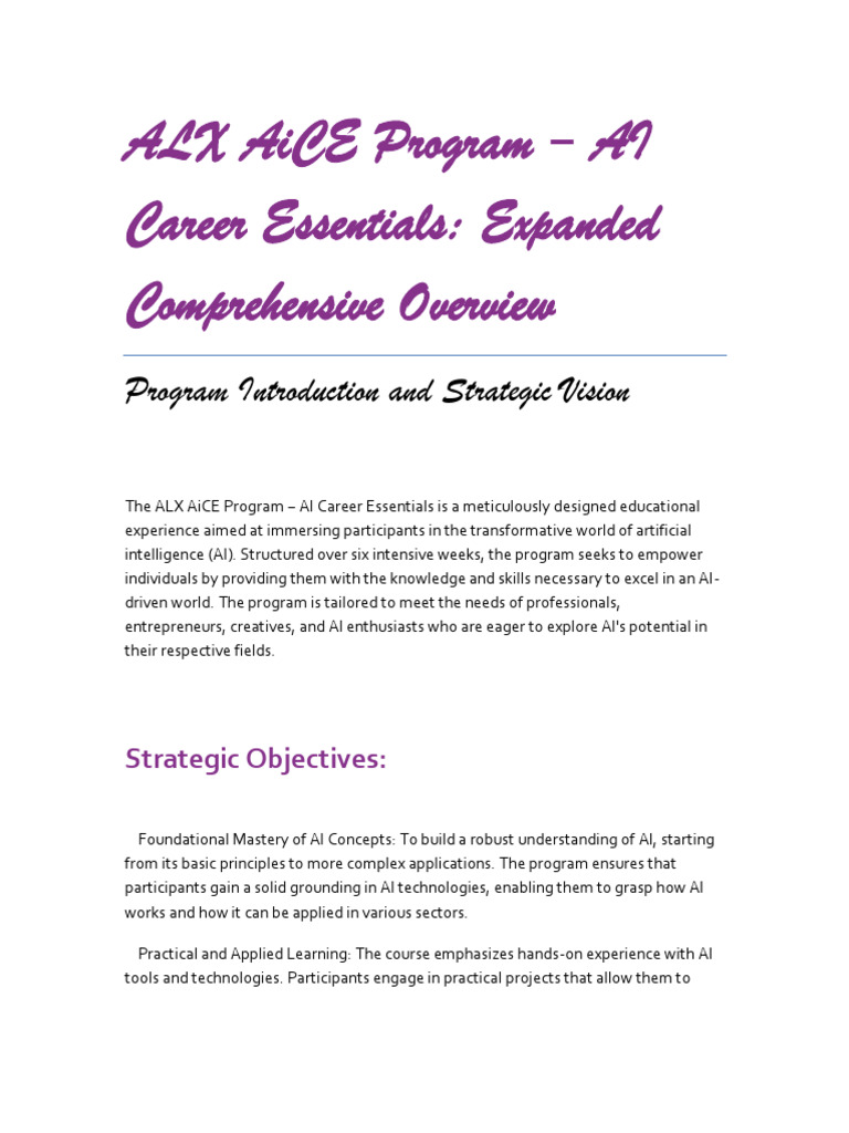 ALX AiCE Program Summary | PDF