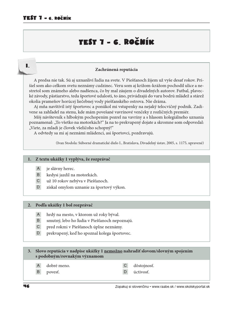 PZ Test 7 - 6 Rocnik | PDF
