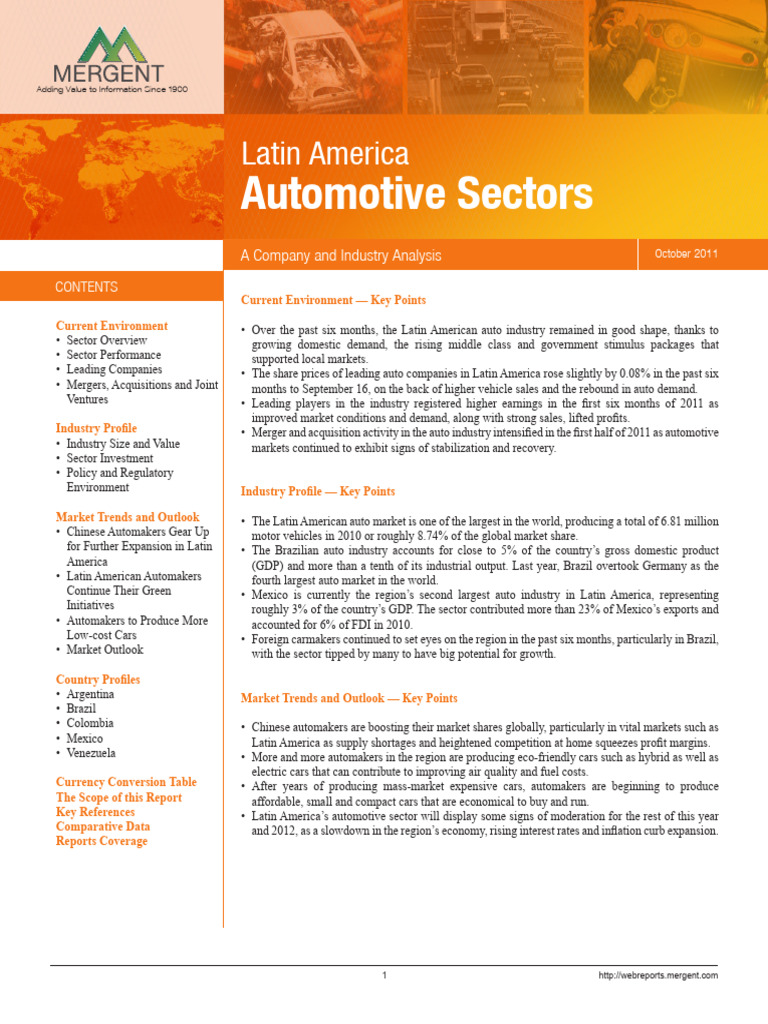 Mergent - Latin America Automotive Sectors | PDF