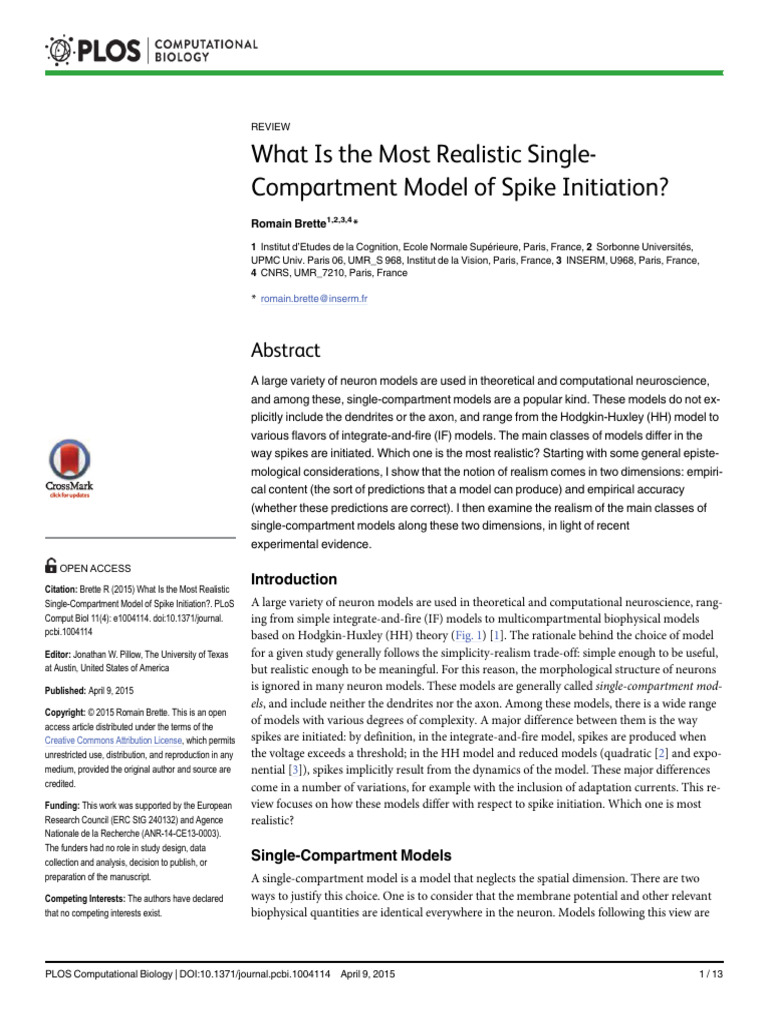 Brette 2015 What Is The Most Realistic Single-Compartment Model of ...