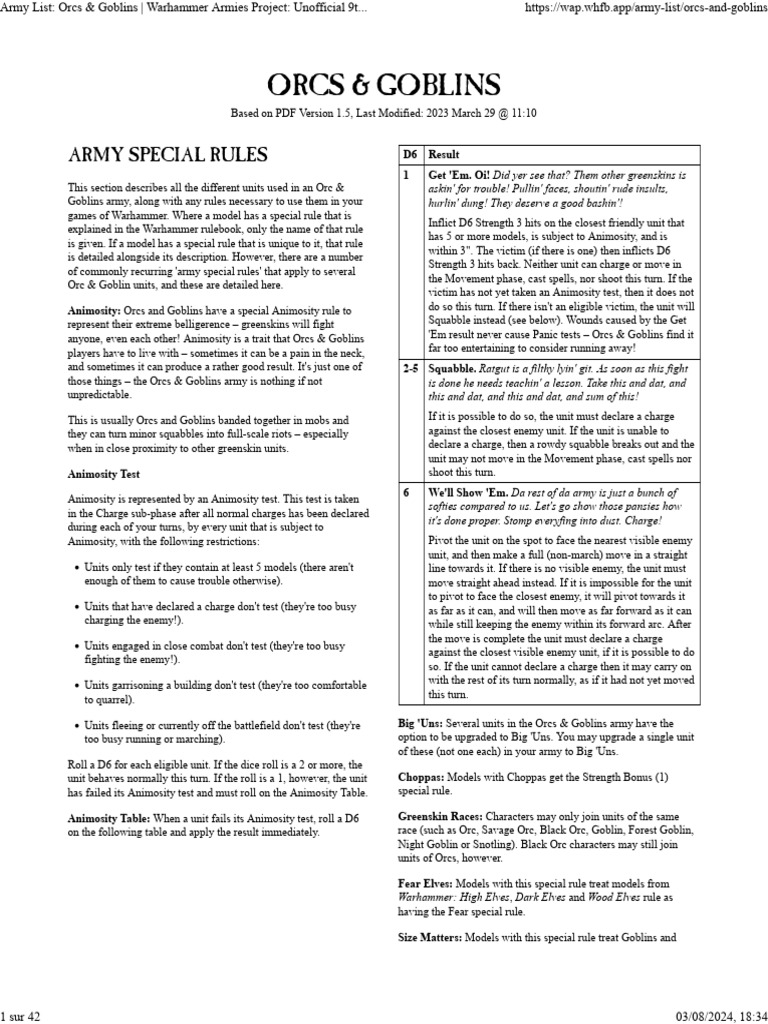 03 - Livre Armee WAP - Orcs Goblins 9th Ed-1.6-Mars2023 | PDF