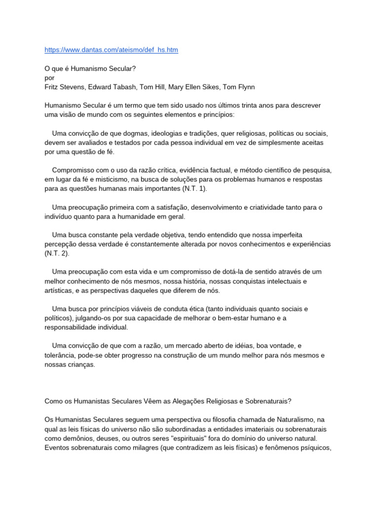 Humanismo Secular | PDF