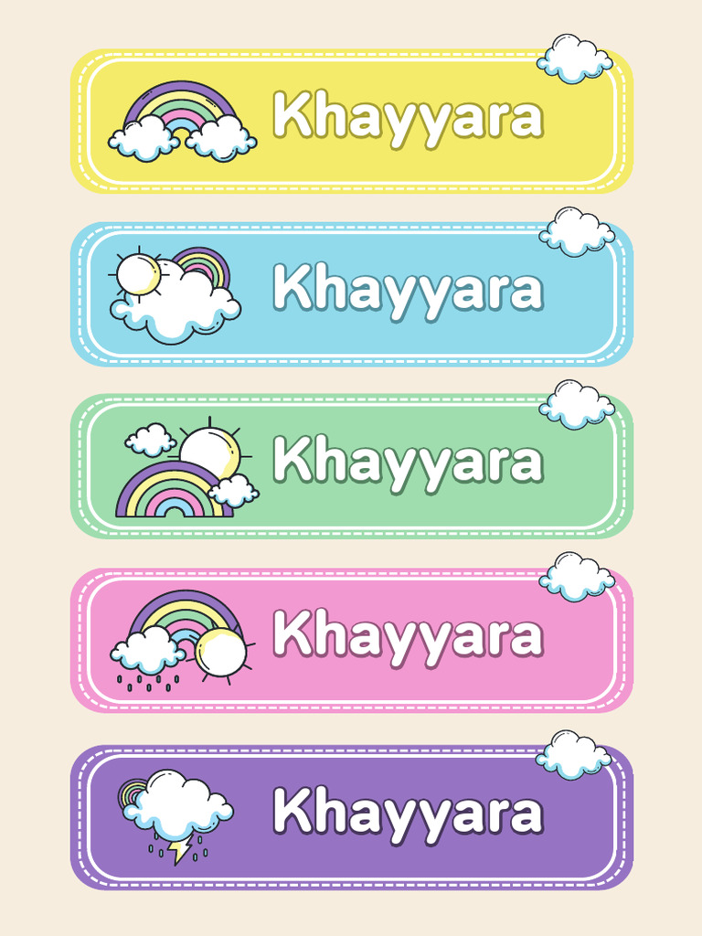 Colorful Cute Illustrated Name Label A4 Document - 20240727 - 114949 ...