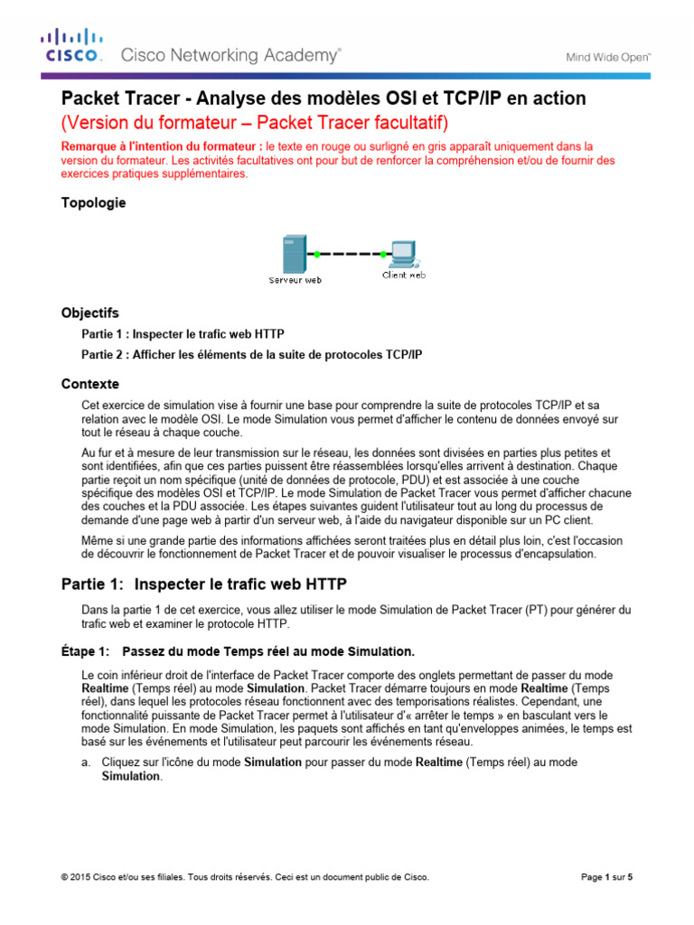 3.2.4.6 Packet Tracer - Investigating The TCP-IP and OSI Models in Action - ILM | PDF
