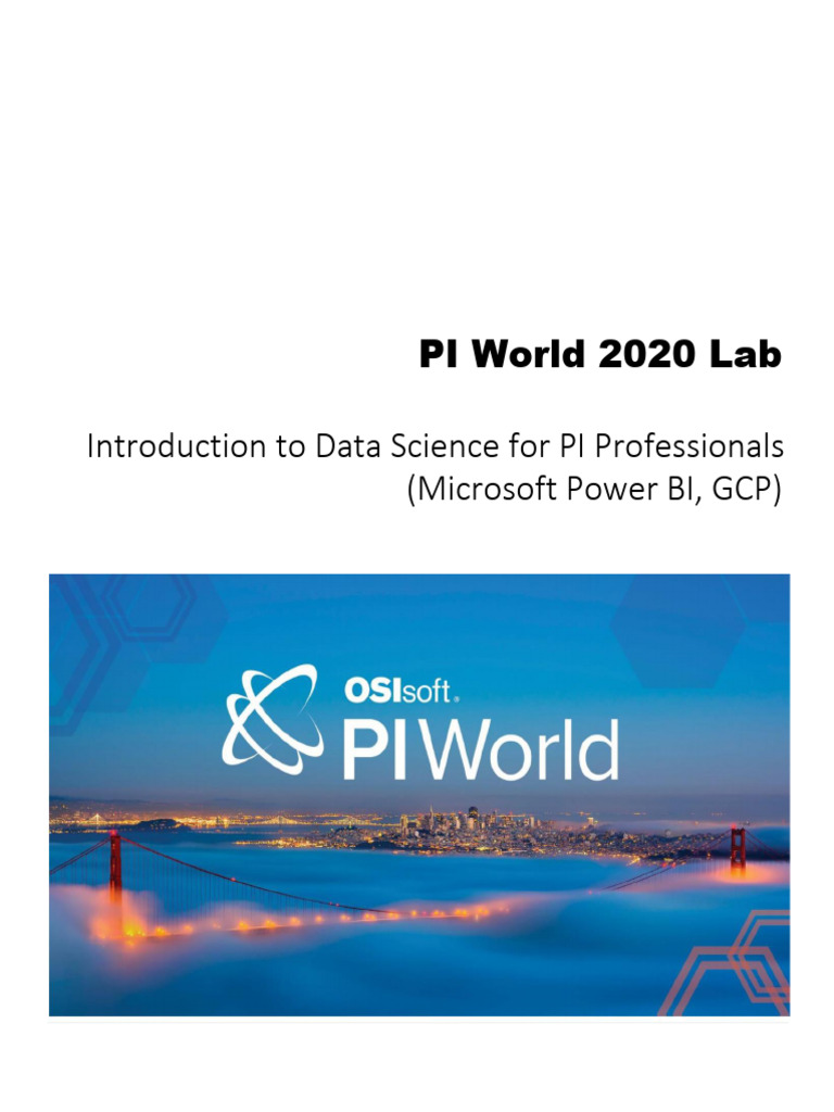 PIWorld 2020 Introduction To Data Science For PI System Professionals | PDF