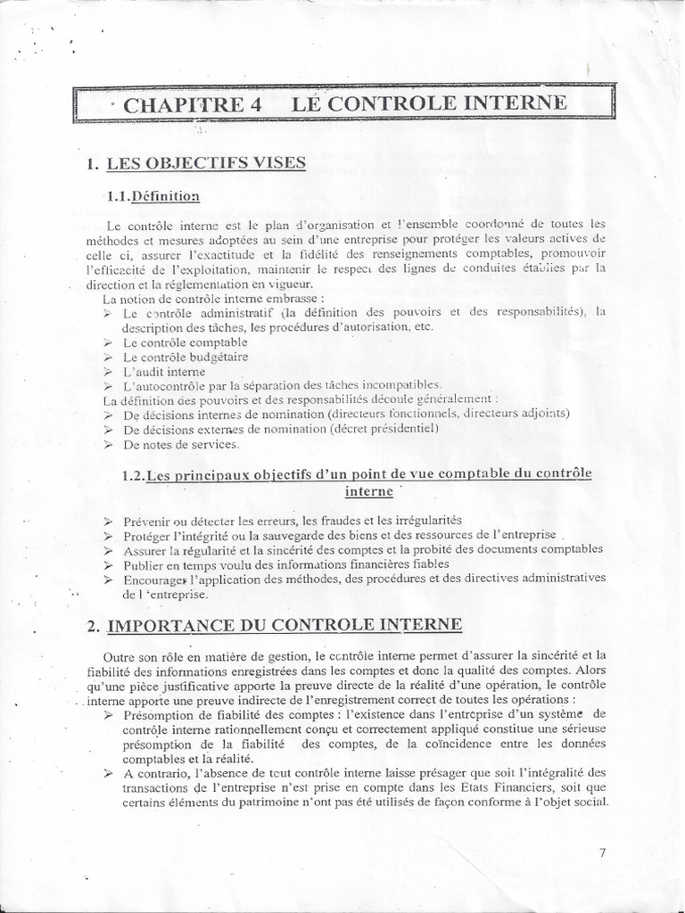 Chapitre 4 Le Controle Interne - 220126 - 190717 | PDF