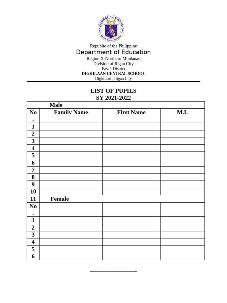 List of Pupils | PDF