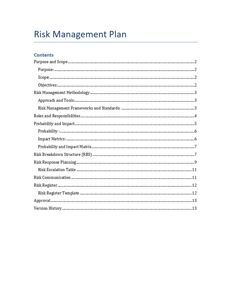 Sample Risk Management Plan Predictive Life Cycle 1721330090 | PDF