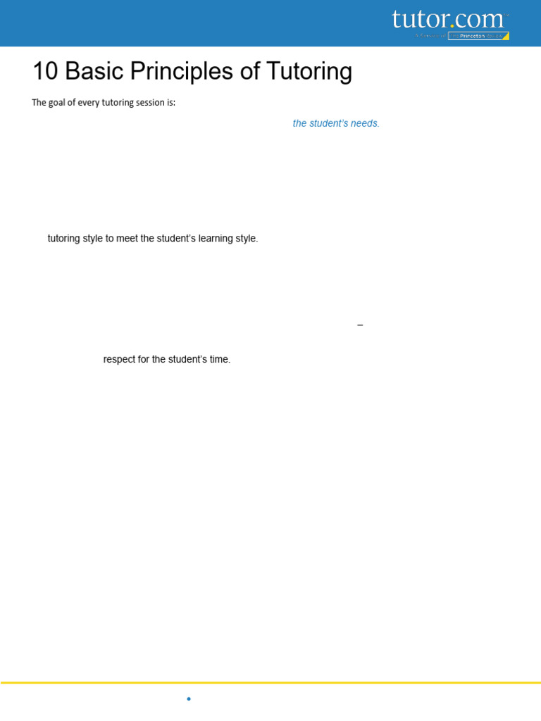 10 Basic Principles of Tutoring | PDF