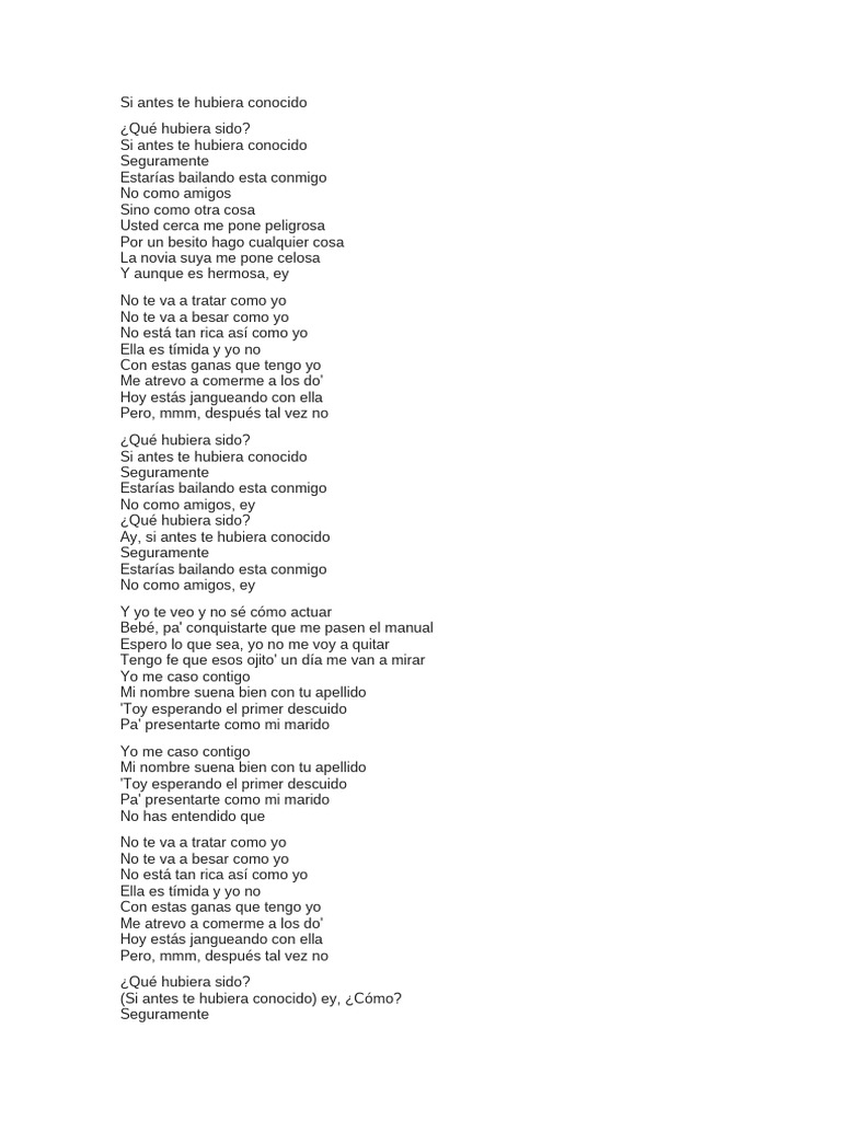 Si Antes Te Hubiera Conocido | PDF