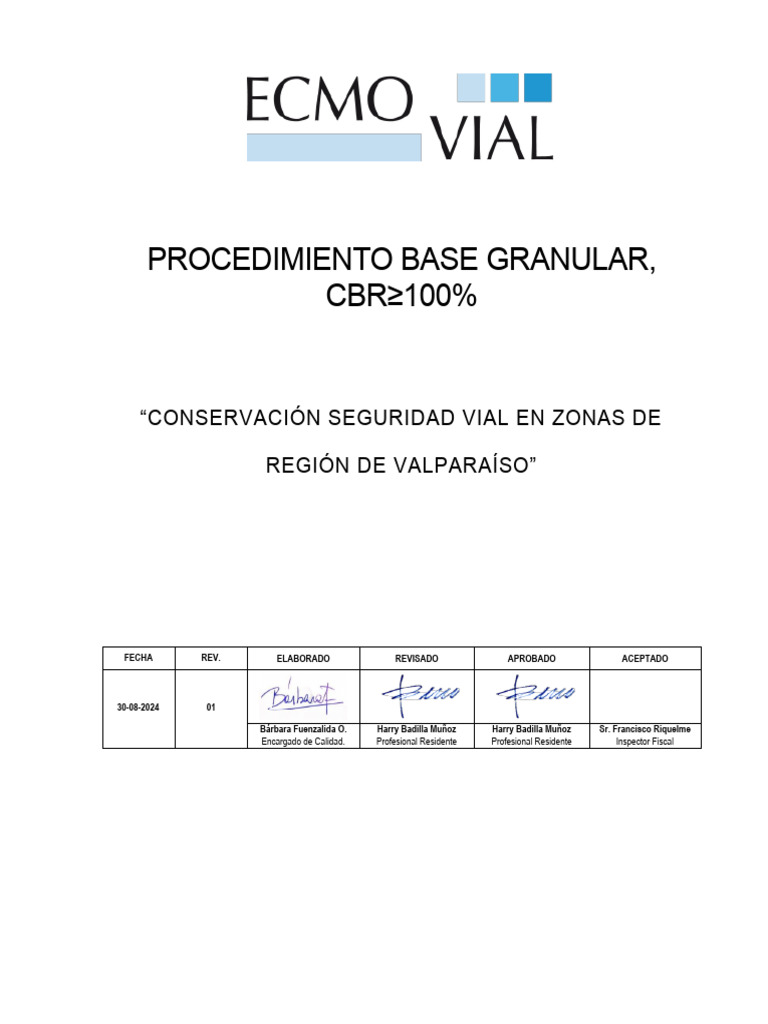 Po-Pmm-02 Base Granular, CBR 100% | PDF