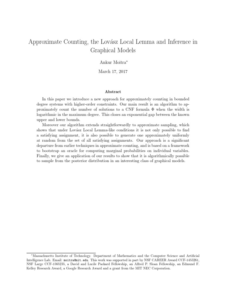 Approximate Counting, The Lov Asz Local Lemma and Inference in ...