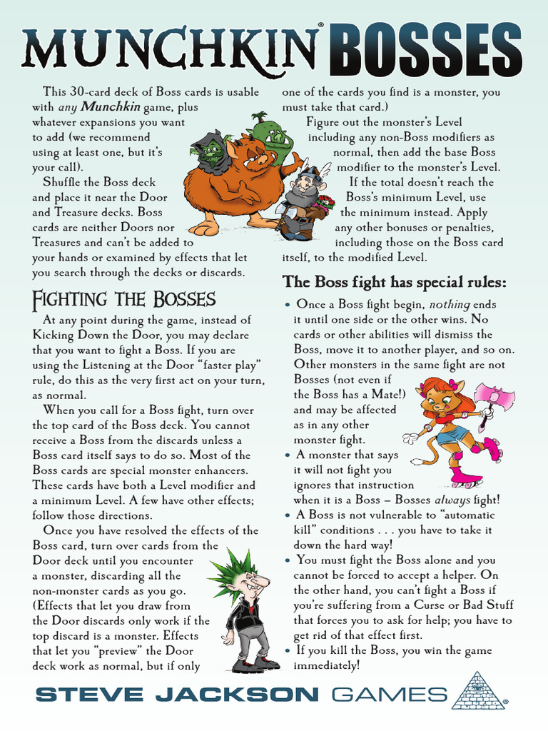 Munchkin Bosses Rules | PDF | Gaming | Playing Cards