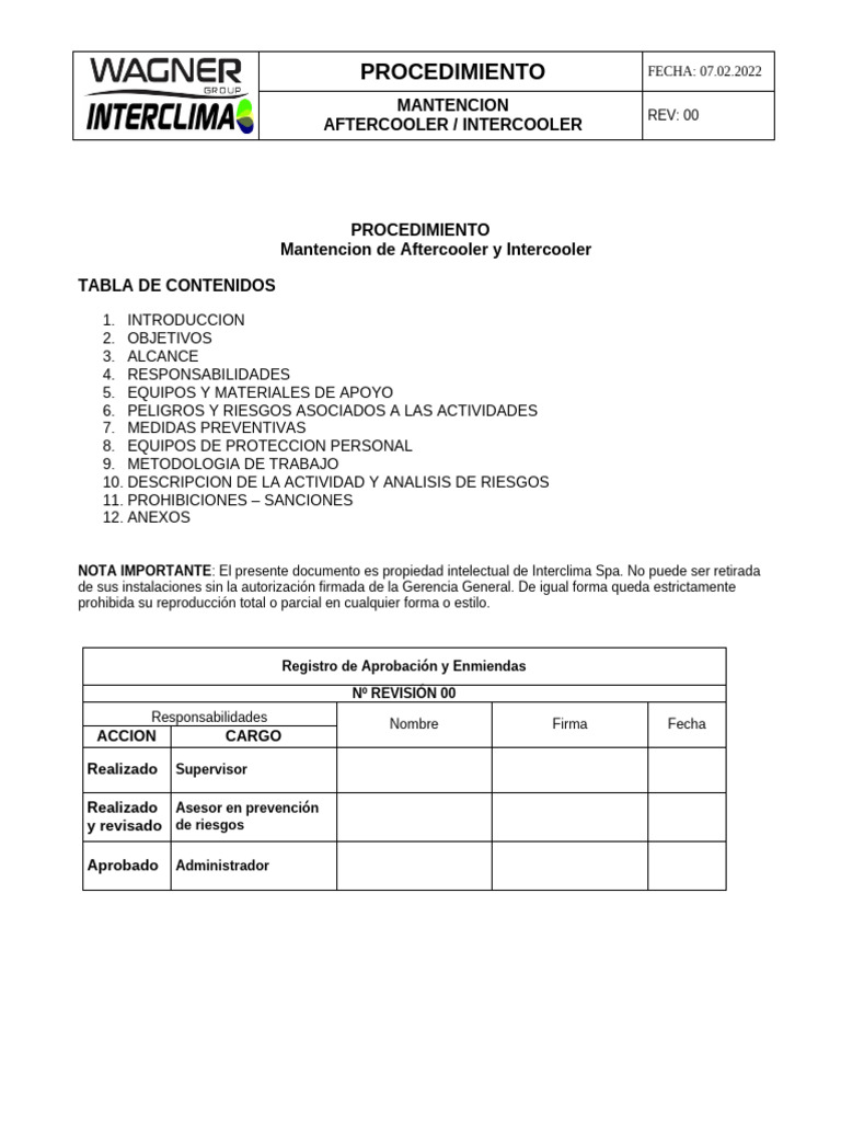 Mantencion Aftercooler y Intercooler | PDF