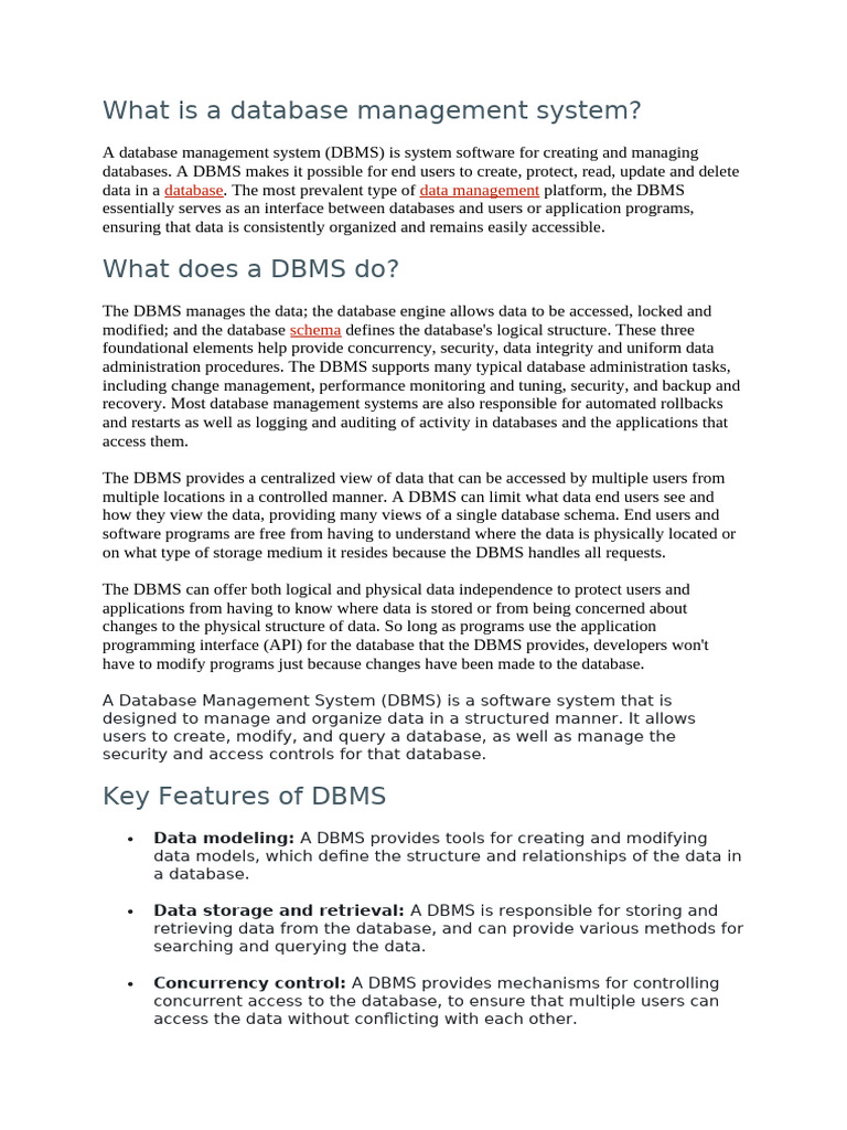 What is a Database Management System | PDF