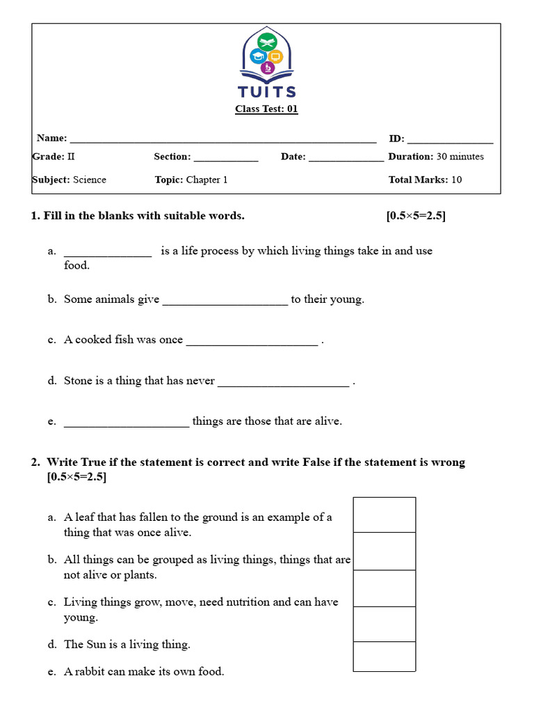 Science - CT 1 Grade 3 | PDF