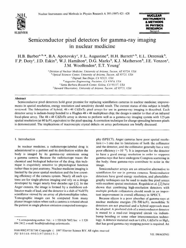 Semiconductor Pixel Detectors For Gamma-Ray Imaging in Nuclear Medicine ...