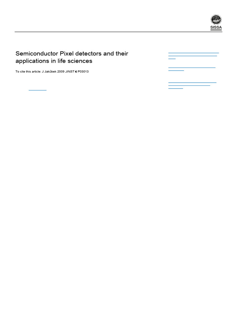 Semiconductor Pixel Detectors and Their Applications | PDF