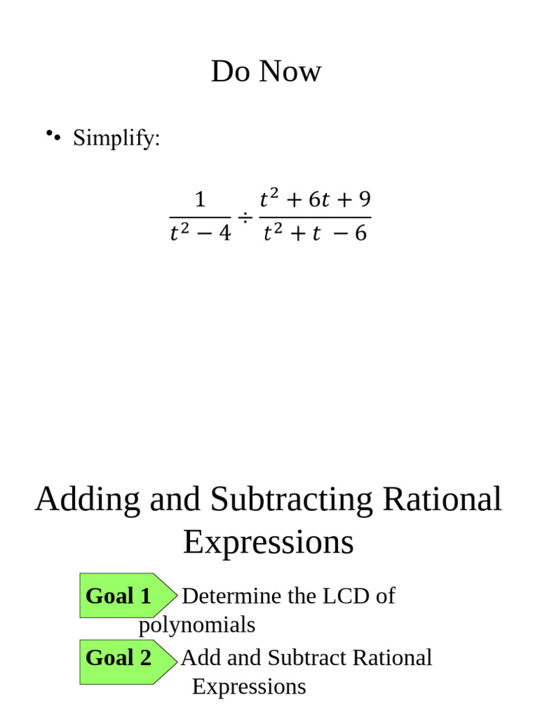 Add and Sub Rational Expressions | PDF
