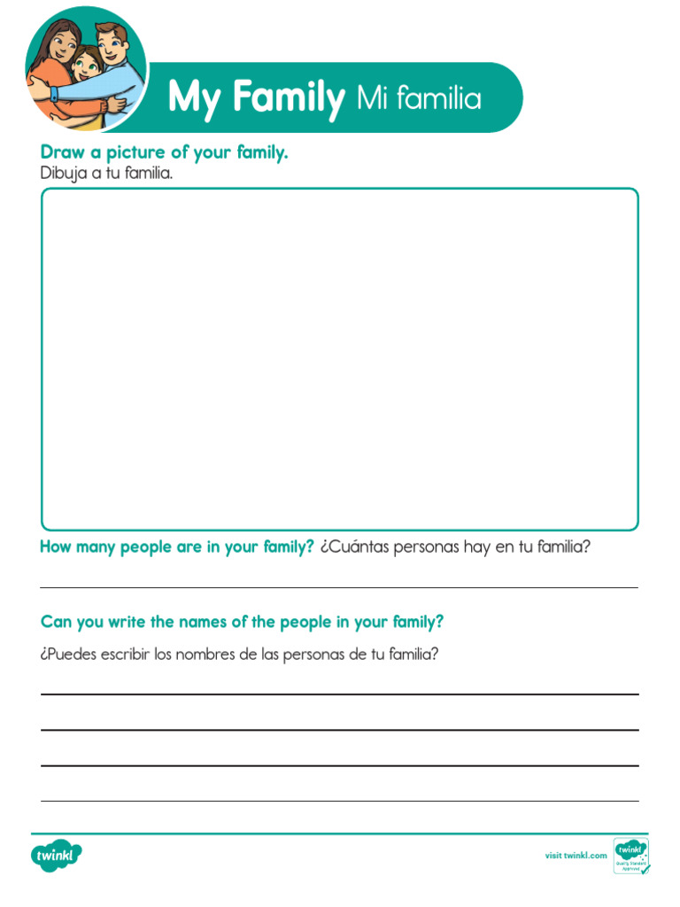 Color All About My Family Worksheet English Spanish | PDF