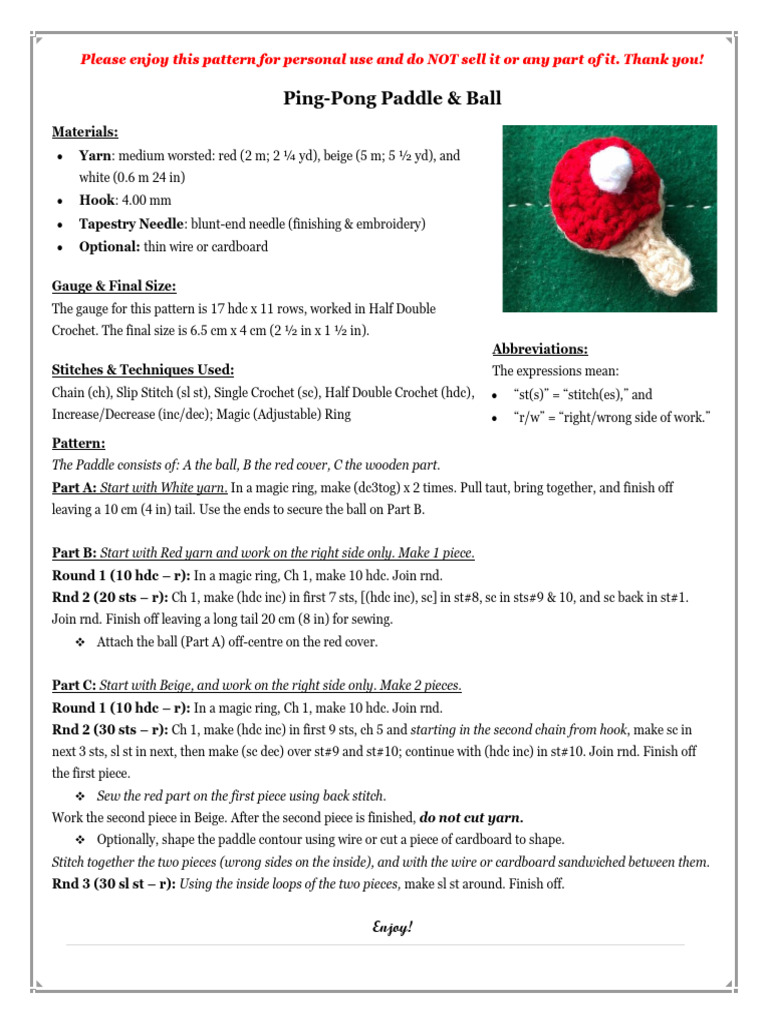 SC35 Ping Pong Paddle and Ball FREE | PDF
