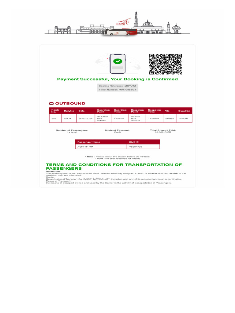 Ashnif Bus Ticket Detail | PDF