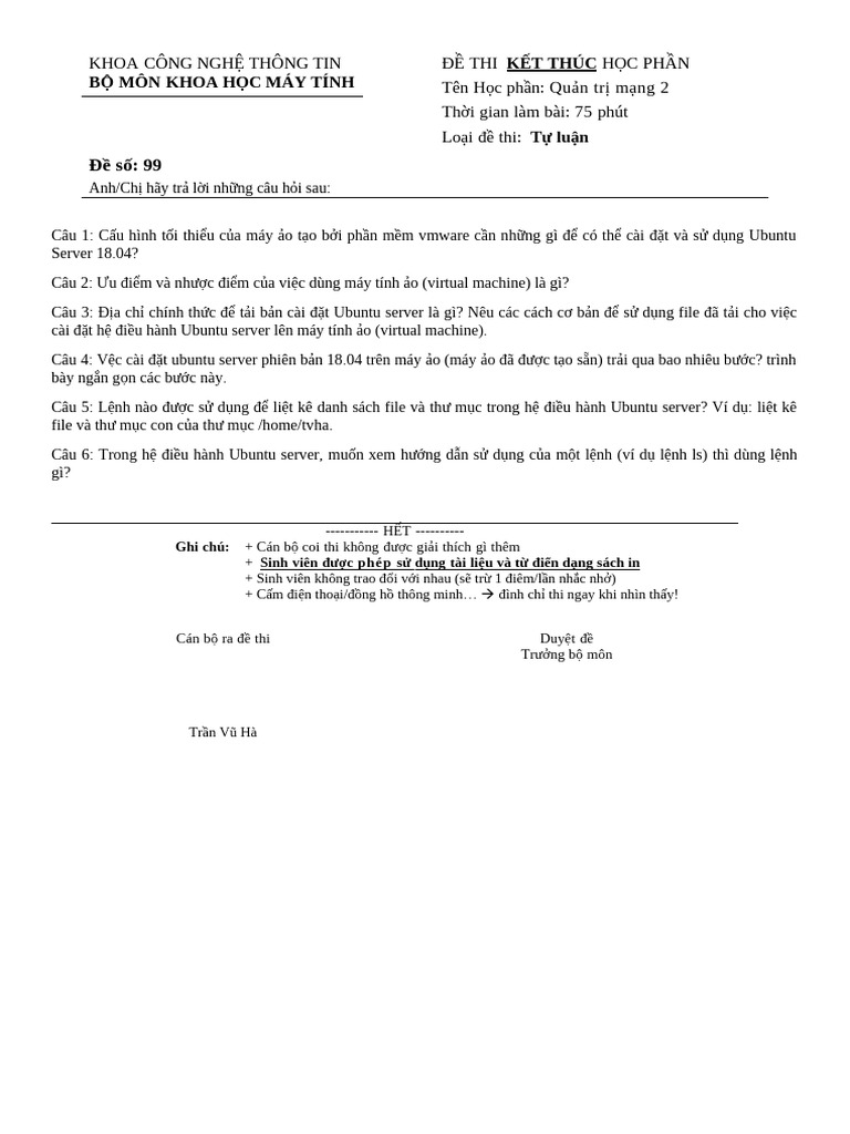 Đề thi QTMMT | PDF