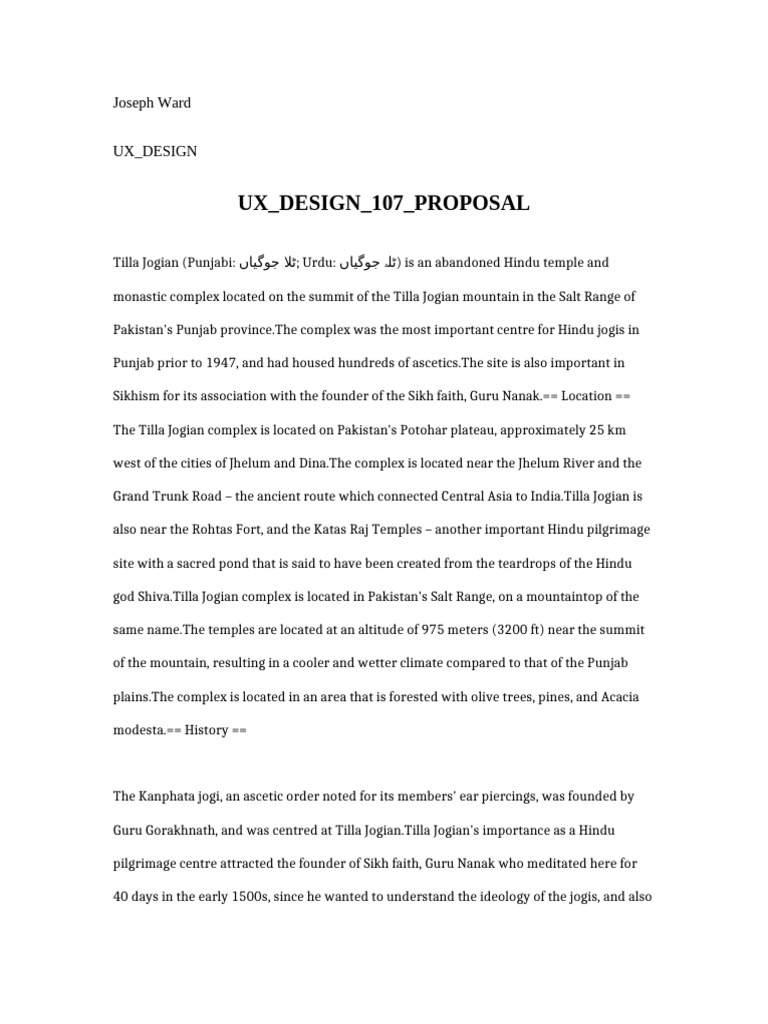 Ux Design 107 Proposal | PDF