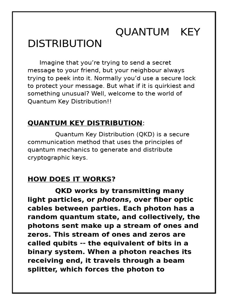 Quantum Key Distribution | PDF