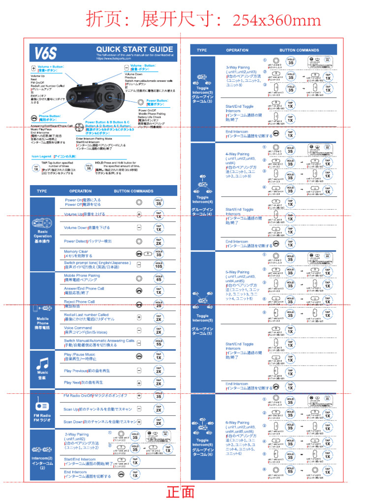 V6S English, Japanese Quick Operation Guide | PDF