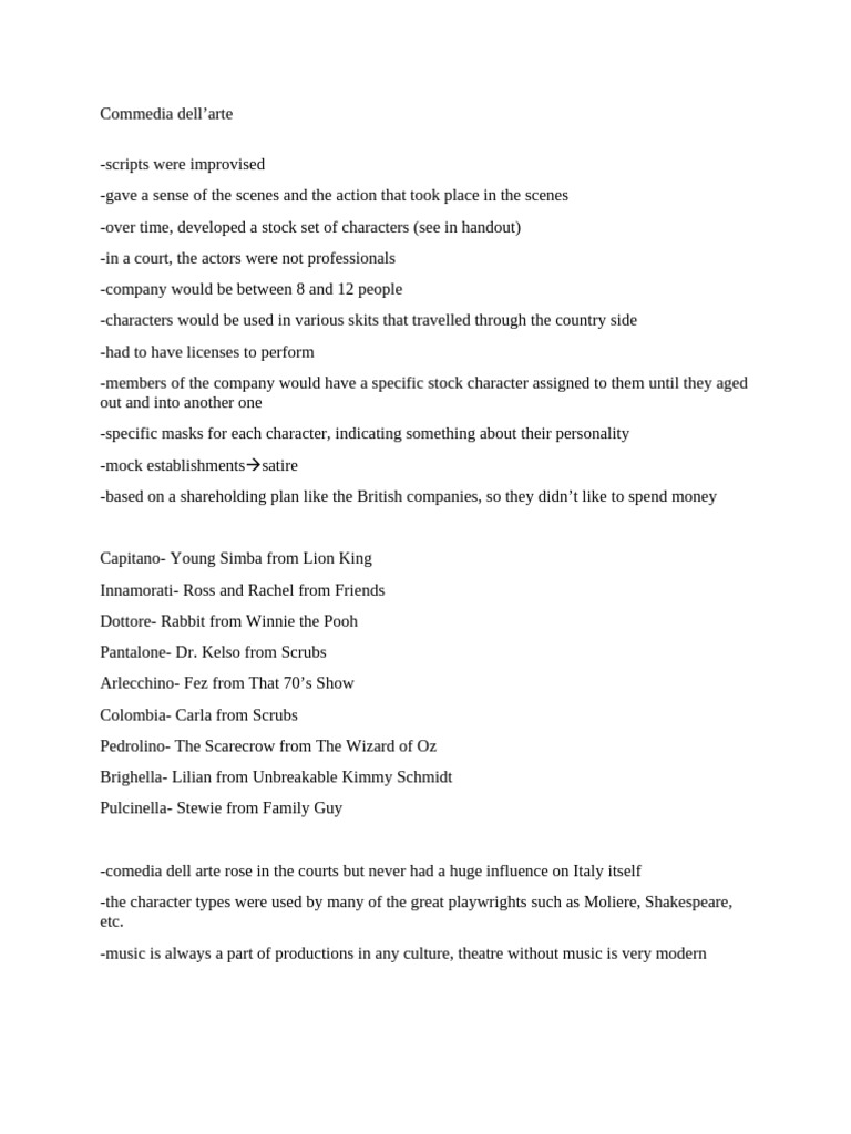 Commedia Dell Arte | PDF