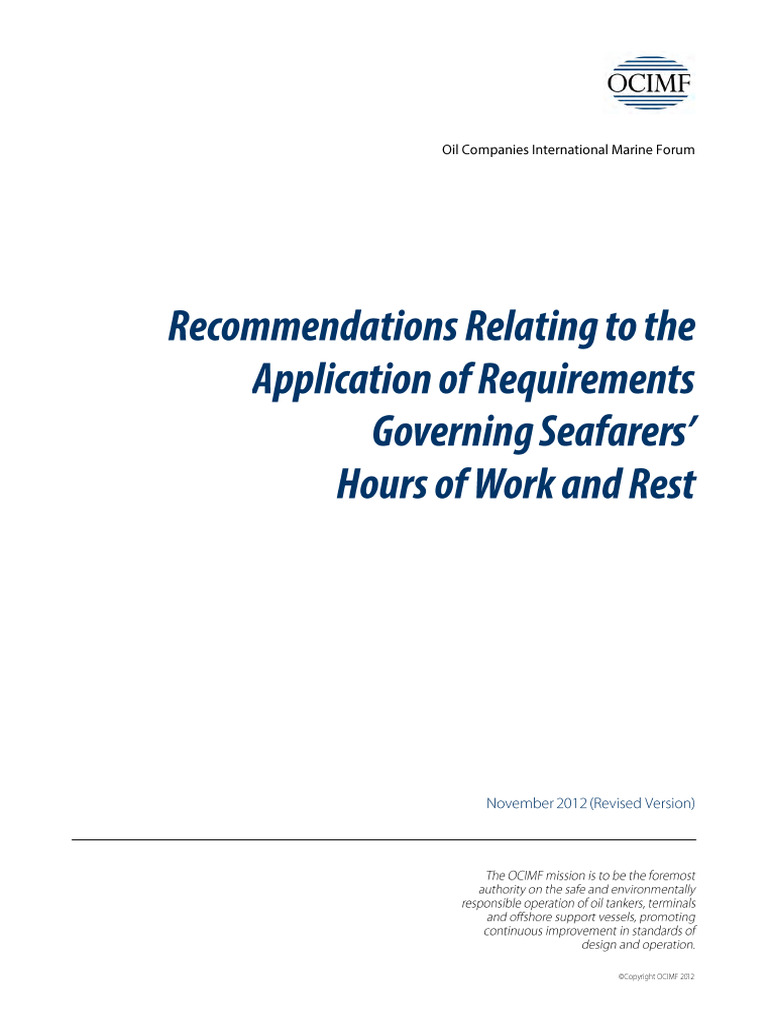 OCIMF Work and Rest Hours | PDF