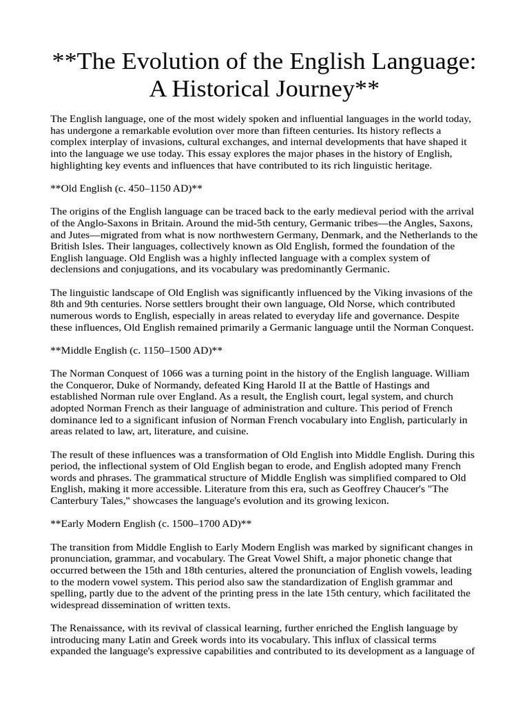 The History of The English Language | PDF | English Language ...