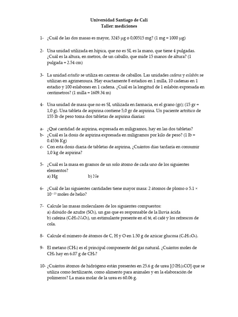 Taller mediciones | PDF