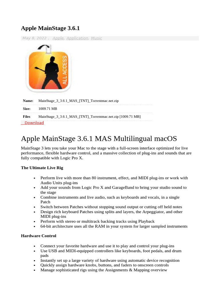 Apple MainStage 3 | PDF