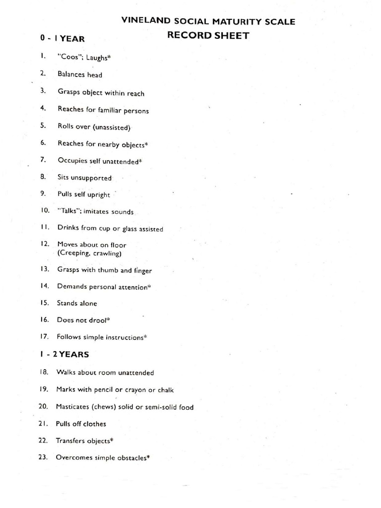 02 Vineland Social Maturity Scale (VSMS) | PDF