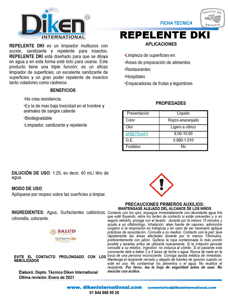 Repelente DKI Ficha Técnica Con Logo | PDF