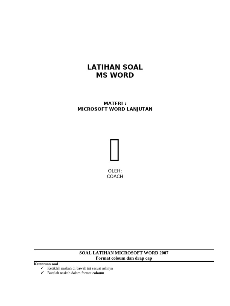 SOAL LATIHAN PRAKTEK MS WORD 1 Doc | PDF